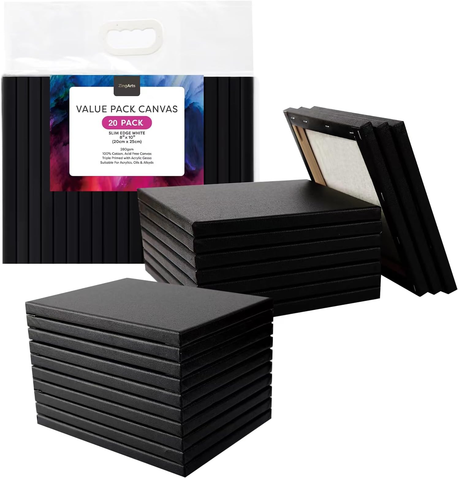 Amazon.com: Stretched Black Canvas for Painting, 10 Pack 11x14 Blank ...