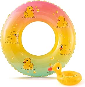 Amazon.com: Zainpe Inflatable Duck Pool Float with Drink Holder, Yellow ...
