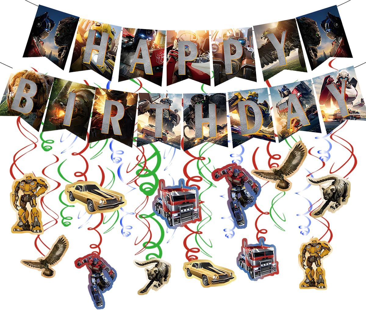 Amazon.com: Banner Swirl Decoration for Transformers, Party Decorations ...