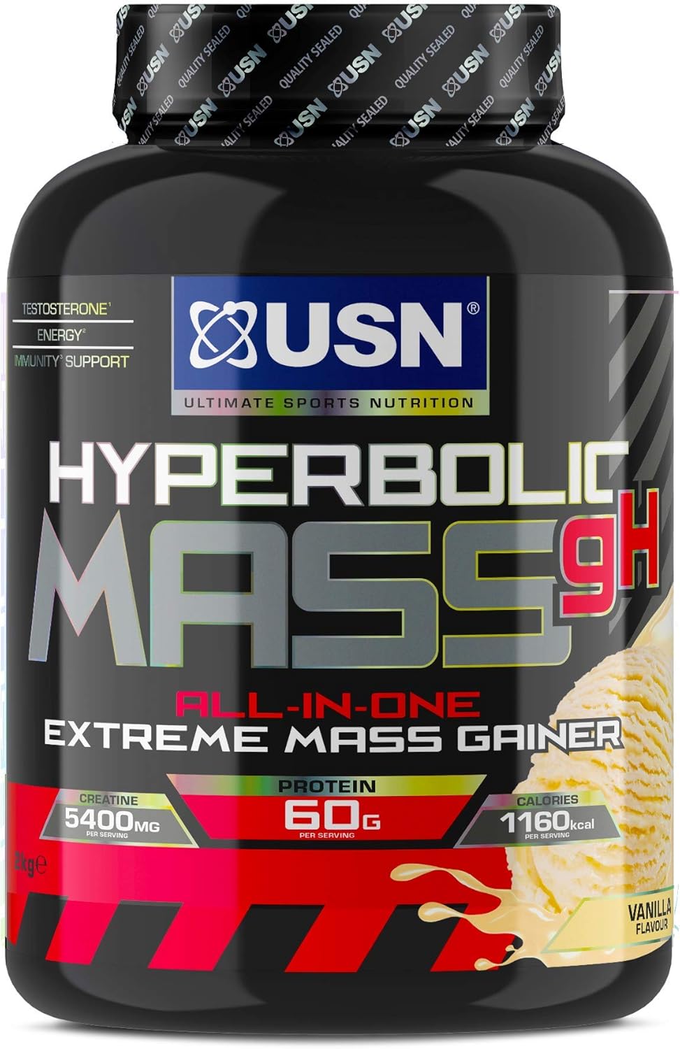 USN Hyperbolic Mass Vanilla 2kg: High Calorie Mass Gainer Protein ...