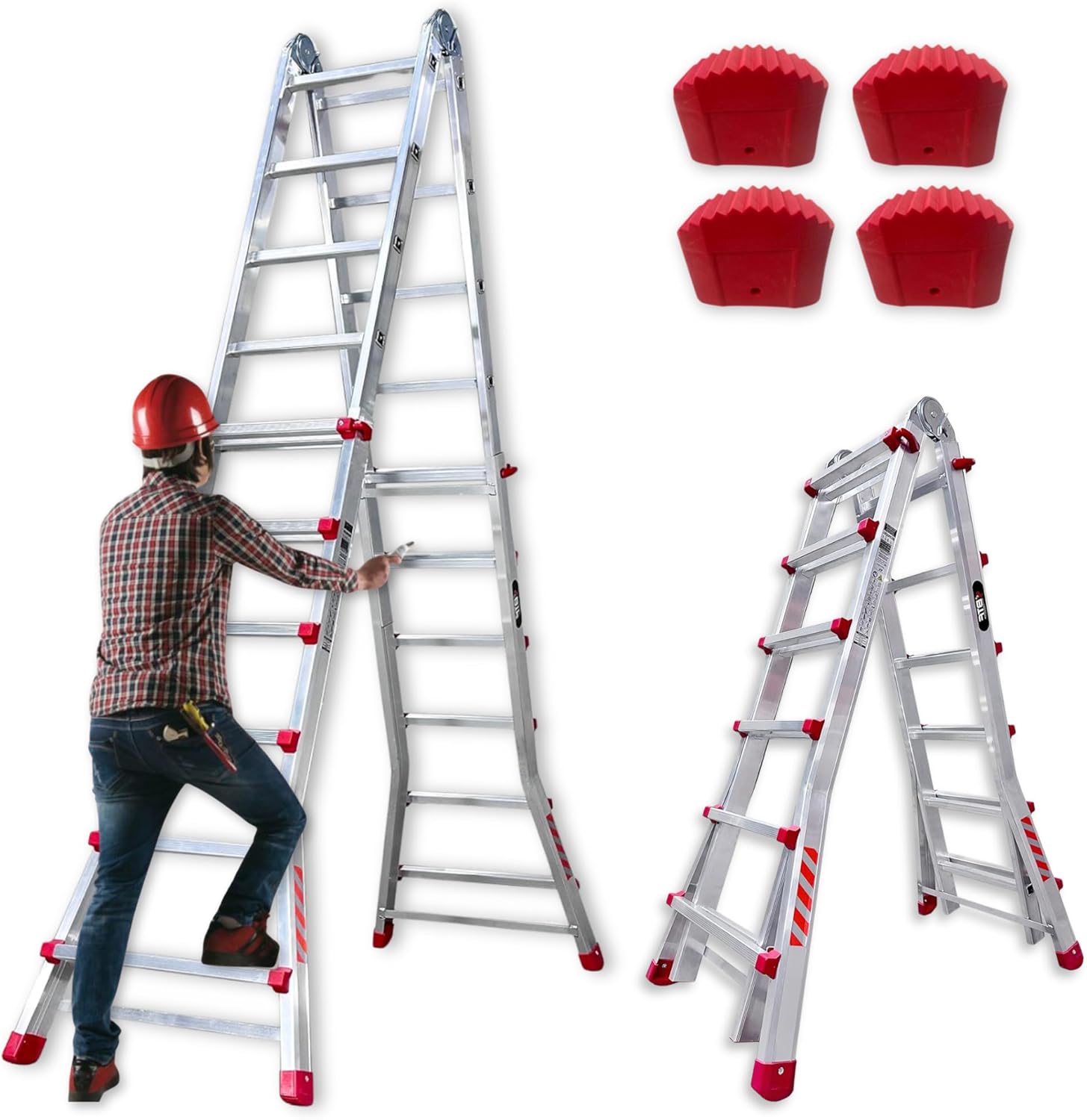 Telescopic Ladder 6+5 Rungs Articulated in Two Sections Folding ...
