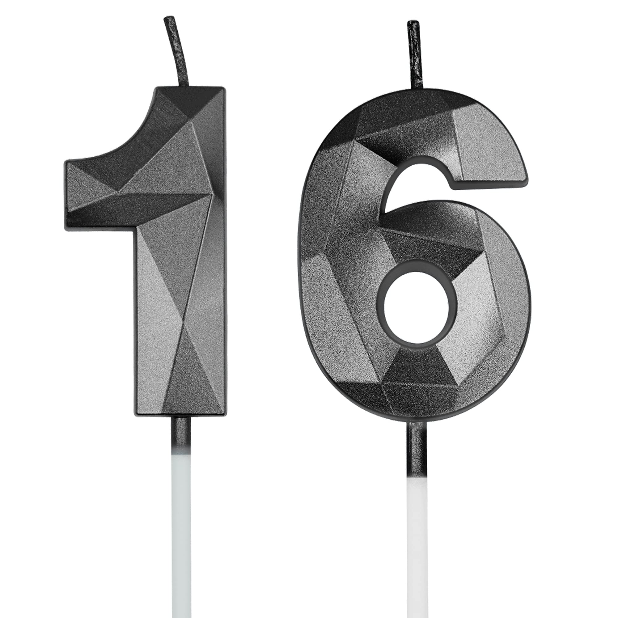 Amazon.com: 16th & 61st Birthday Candles for Cake, Black Number 16 61 ...