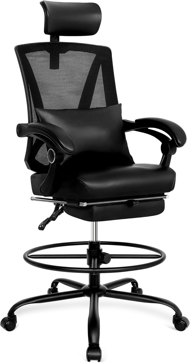 Amazon.com: Misolant Drafting Chair with Footrest, Tall Office Chair ...