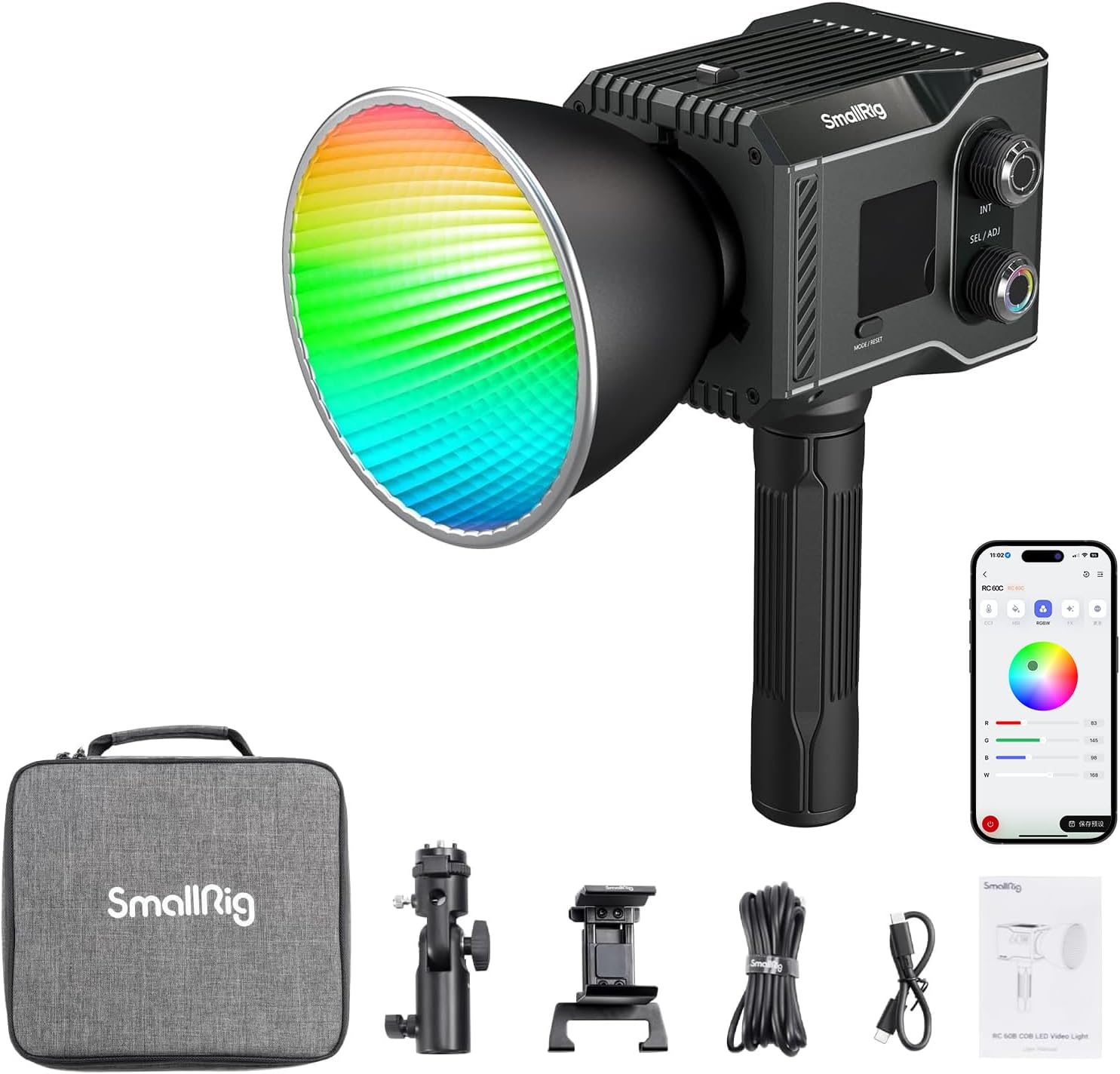 SMALLRIG RGB LED Photography Flashlight, 7500mAh Aluminum Alloy ...