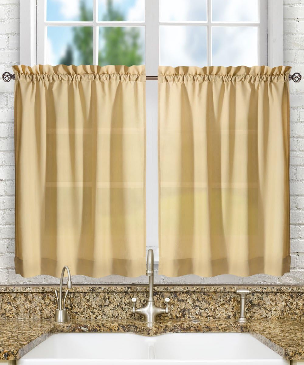 Amazon.com: Ellis Curtain Stacey Sheer Tailored Tier Pair Curtains, 56 ...