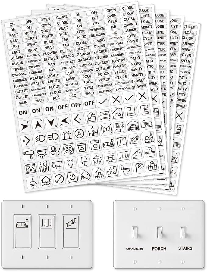 Amazon.com: GOMAKERER 900 Pcs Light Switch Sticker Labels, 2 Styles ...