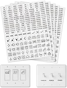 GOMAKERER 900pcs Light Switch Sticker Labels, 2 Styles Transparent ...