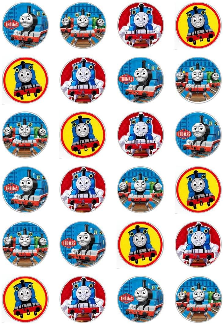 24 x Thomas The Tank Celebration Edible Paper Cupcake Toppers Cake ...
