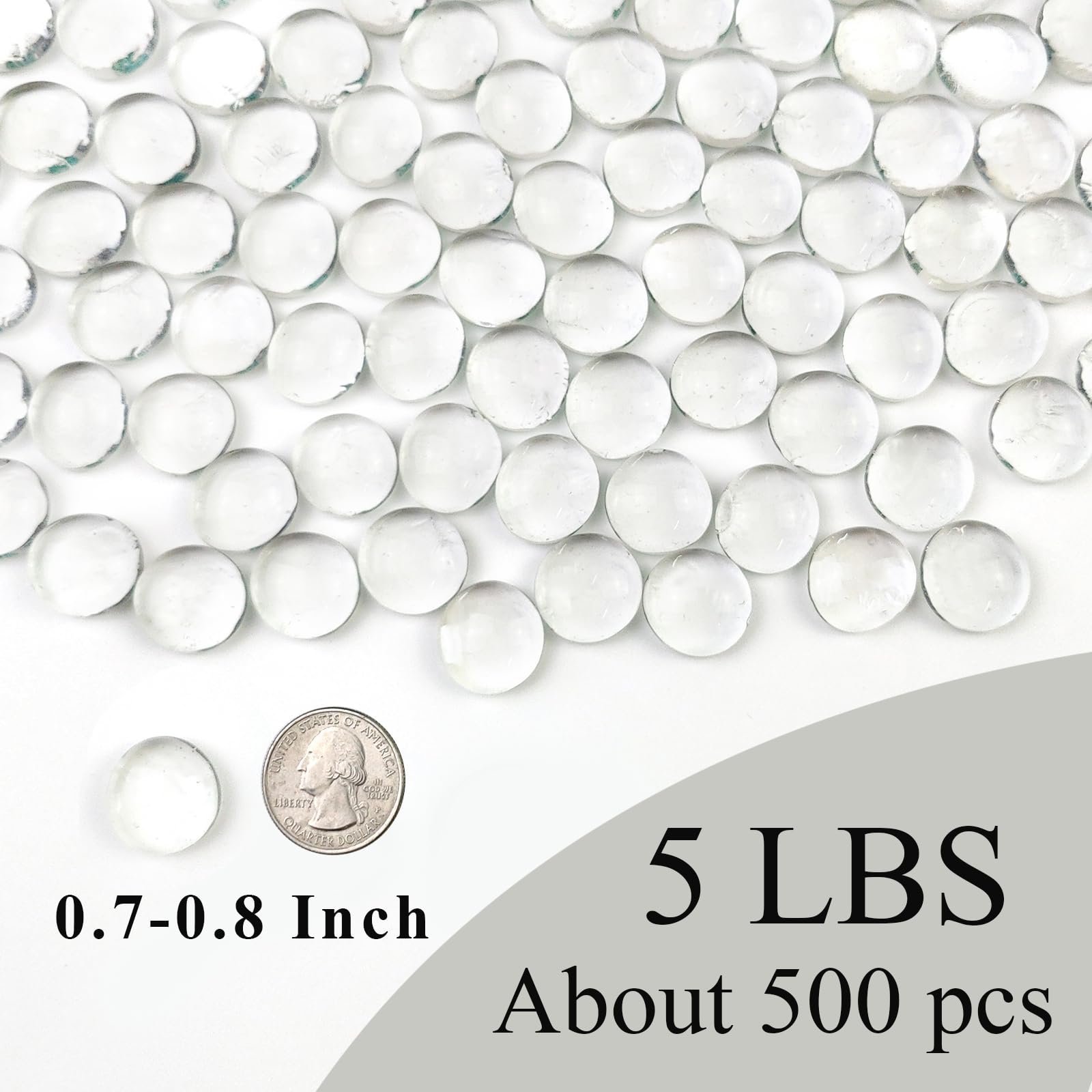 Snapklik.com : 5Lb Clear Glass Pebbles, Flat Glass Marbles, Decorative ...