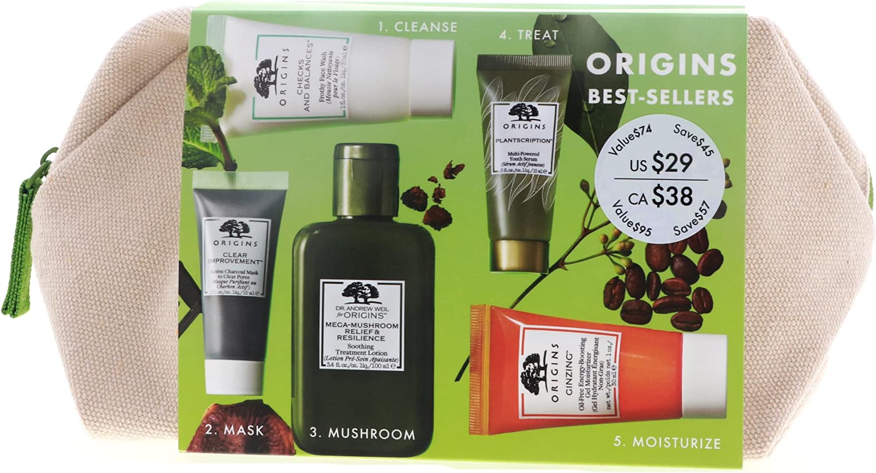 Amazon.com : Origins 5-in-1 Skincare Gift Set: Soothing Travel Size ...