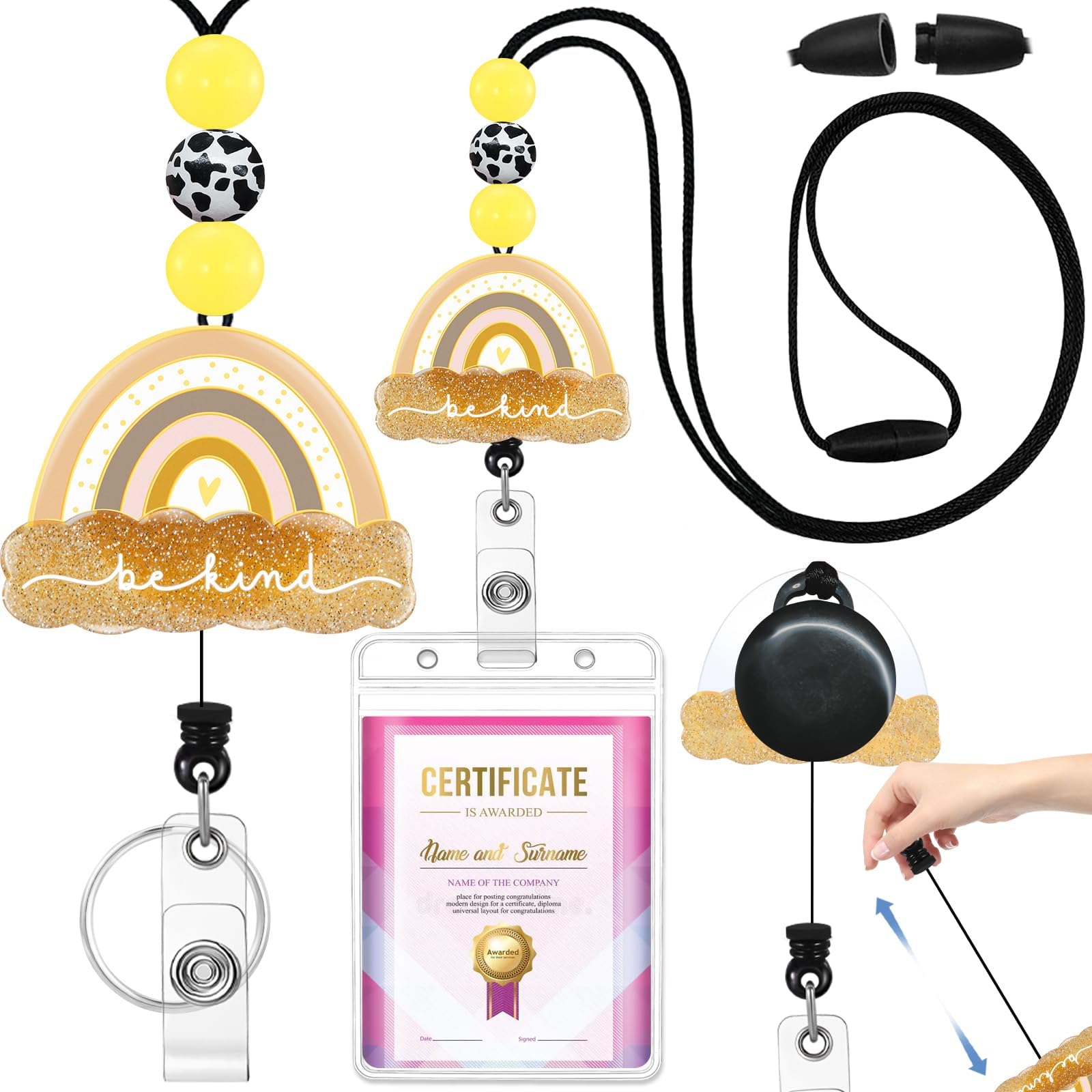 Amazon.com : Plifal Teacher Lanyards for Id Badges Reel Retractable ...