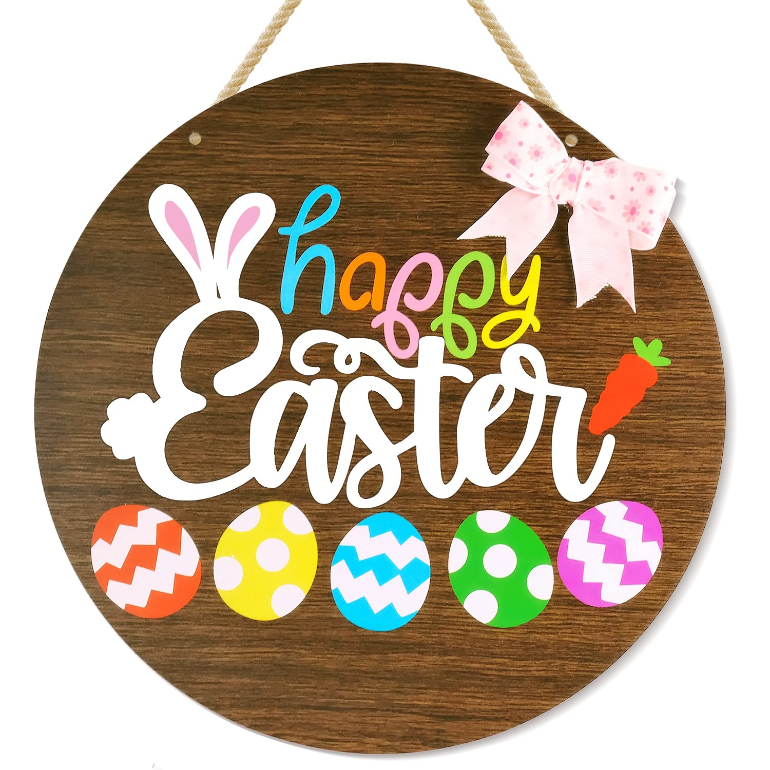 Amazon.com: Easter Door Decor Hanging Sign- Rustic Wooden Bunny Sign ...