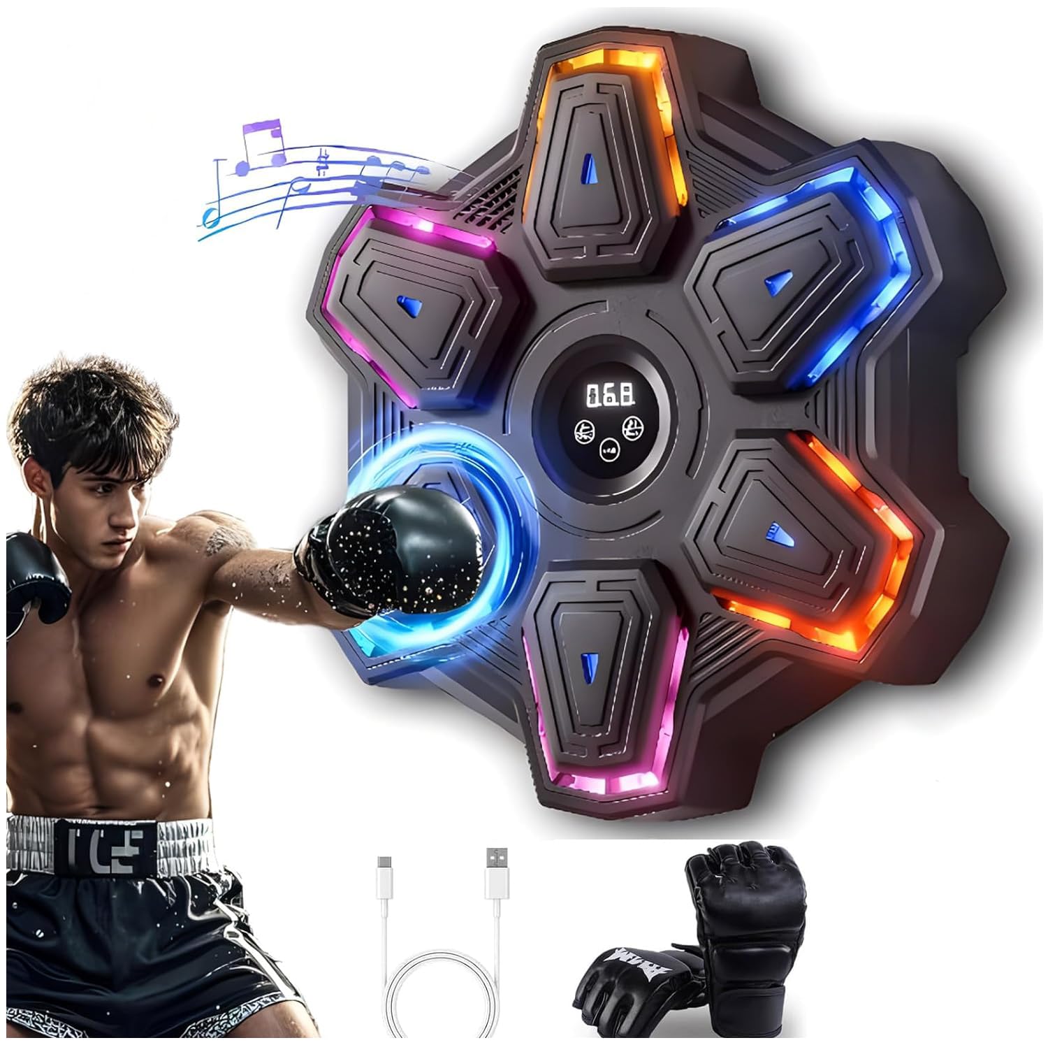Music Boxing Machine Adult with Boxing Gloves, Upgrade to Enlarge 7 ...