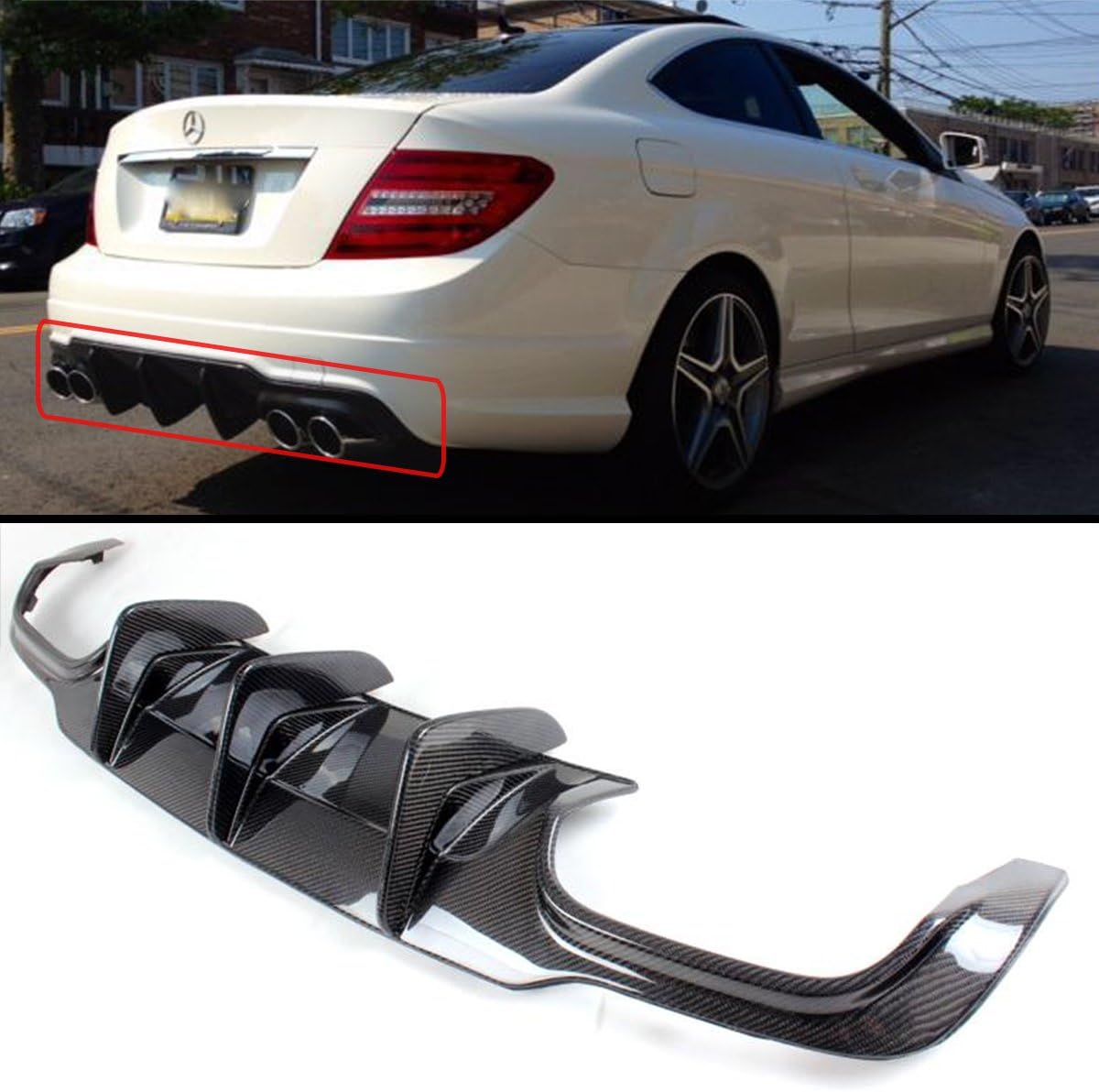Amazon.com: Big Shark Fin Style Carbon Fiber Rear Bumper Diffuser ...