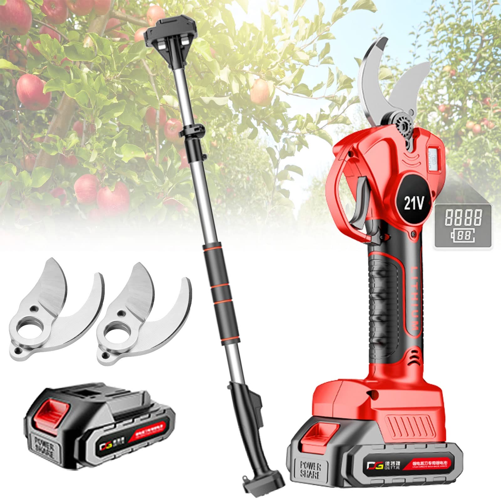 MMCUBE Professional Cordless Pruner Electric Pruning Shears Secateurs ...