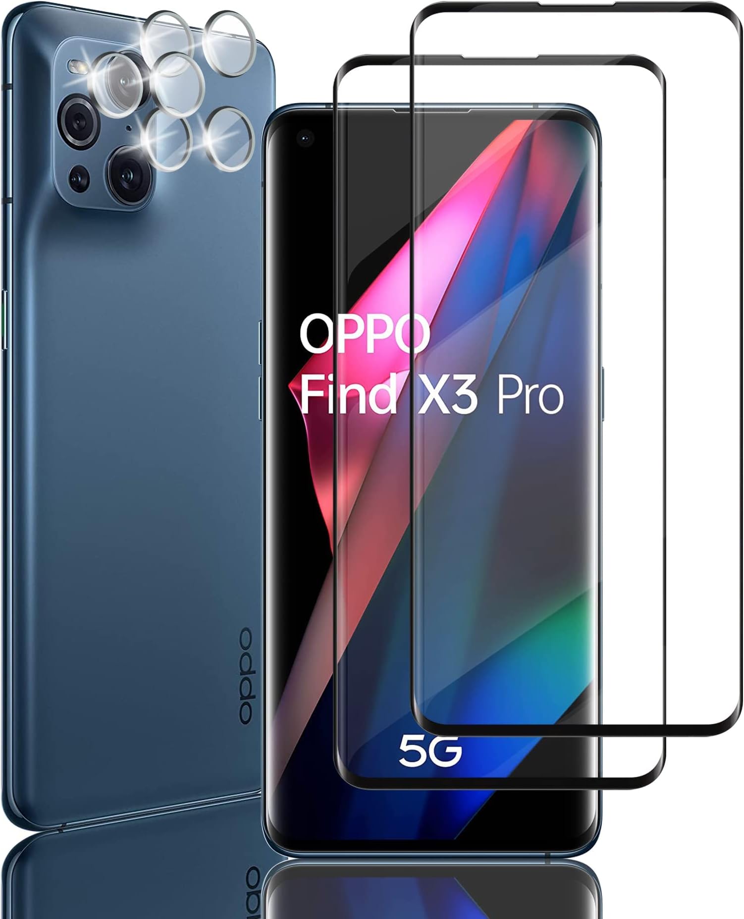 Ansxiy [2+2 Pack For OPPO Find X3 Pro Screen Protector Tempered Glass[2 ...