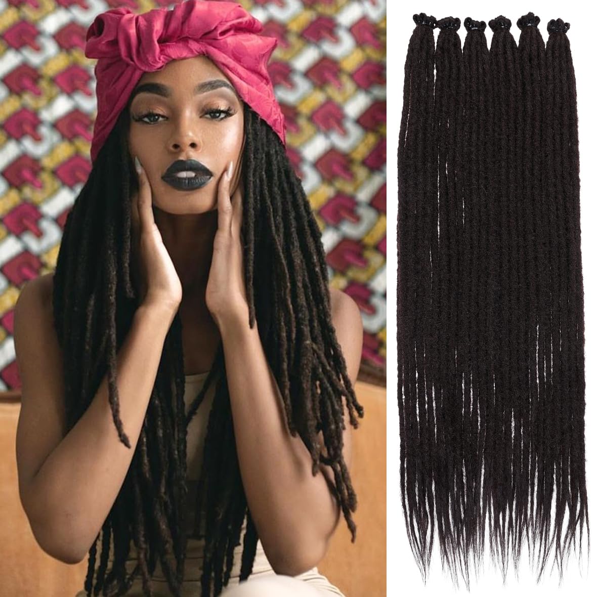 Leeven 24 Inch Dreadlock Extension 20 Strands Soft Dreads Hair ...