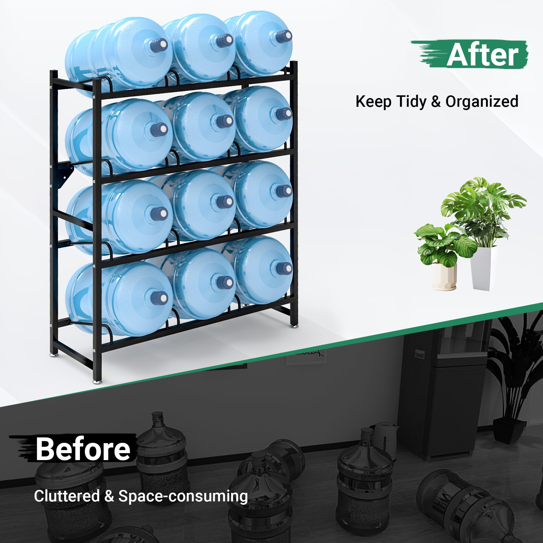 4 Tier Jug Organizer Heavy Duty 4-Tier Water Jug Rack - Holds 12 Five ...