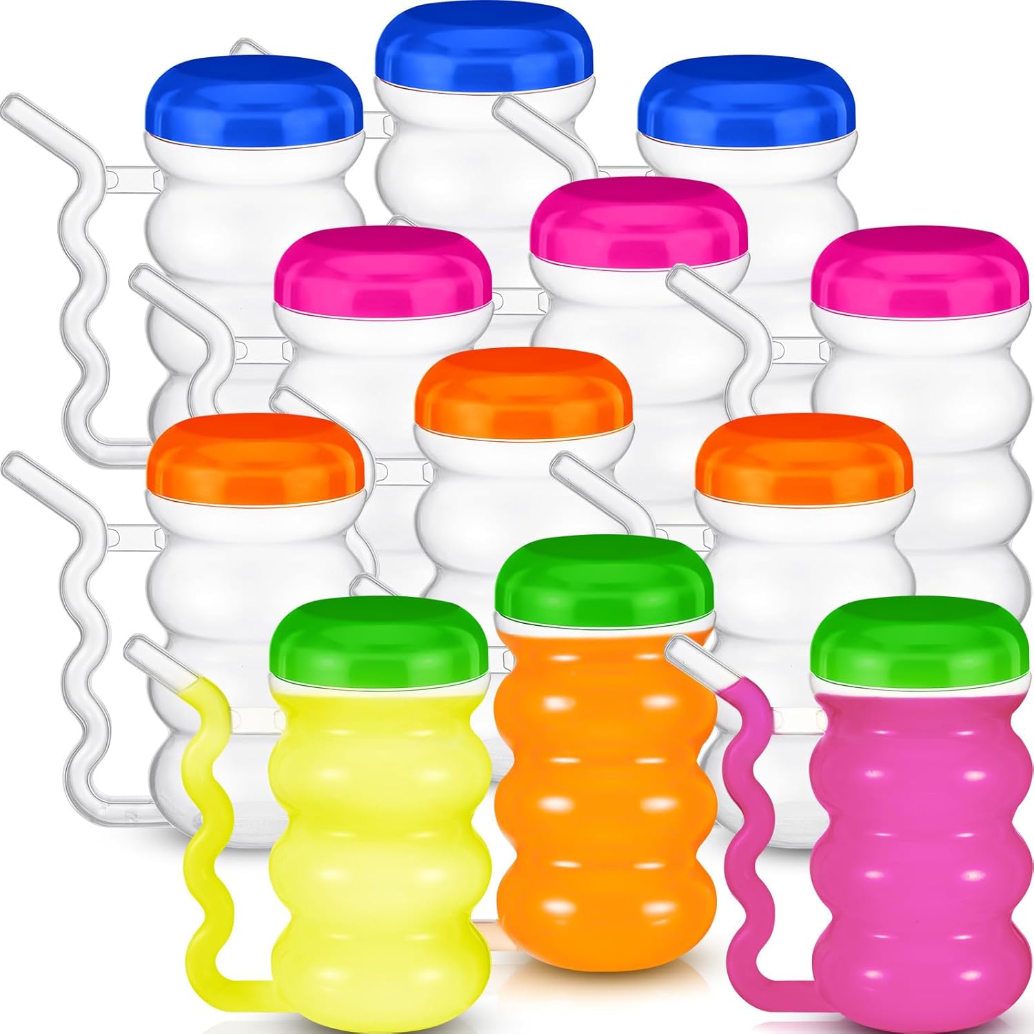 Amazon.com | FoldTier 12 Pcs Sip a Mug 14 oz Easy to Grip Plastic Kid's ...