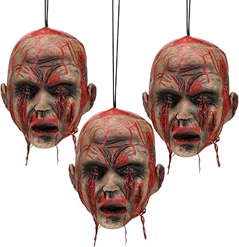 Amazon.com: Beeveer 3 Pcs Halloween Severed Head Props - Hanging Bloody ...