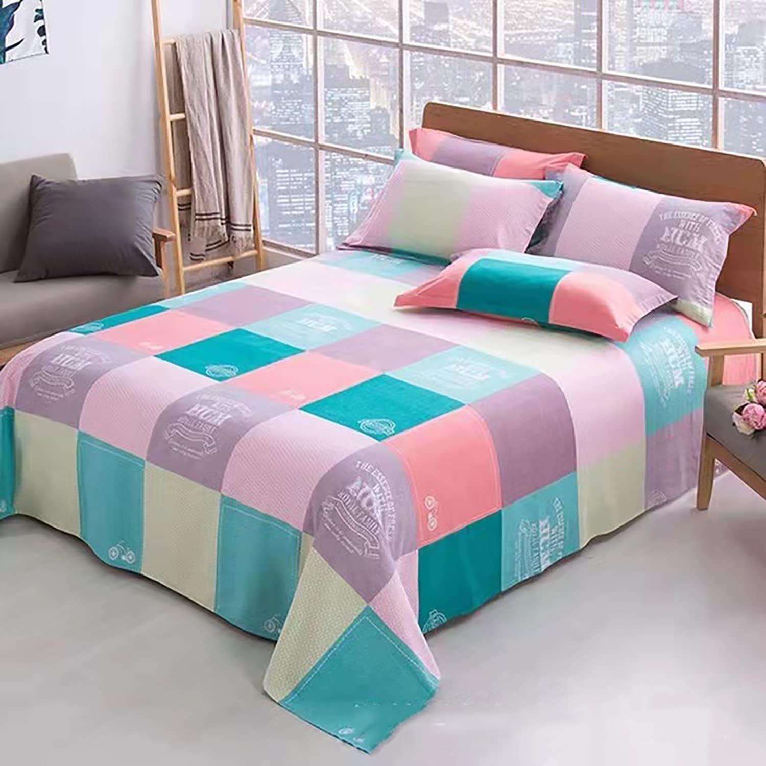 200*230CM Bed Sheets Set, 1 Bed Sheet with 2 Pillowcases, Luxury Soft ...