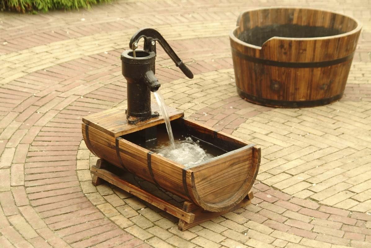 Apollo Dundee Wooden Barrel Design Water Feature : Amazon.co.uk: Garden