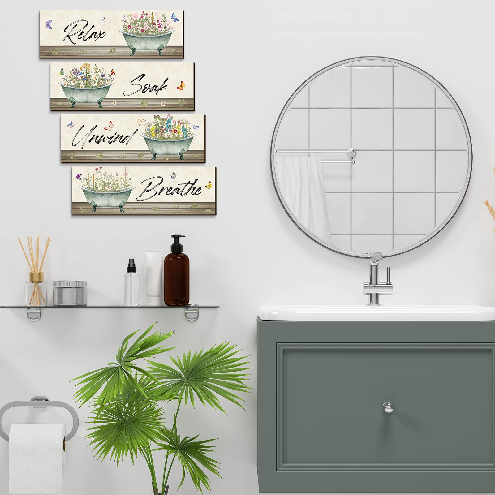 Snapklik.com : Lothee 4 Pieces Bathroom Wall Art Bathroom Decor Relax ...