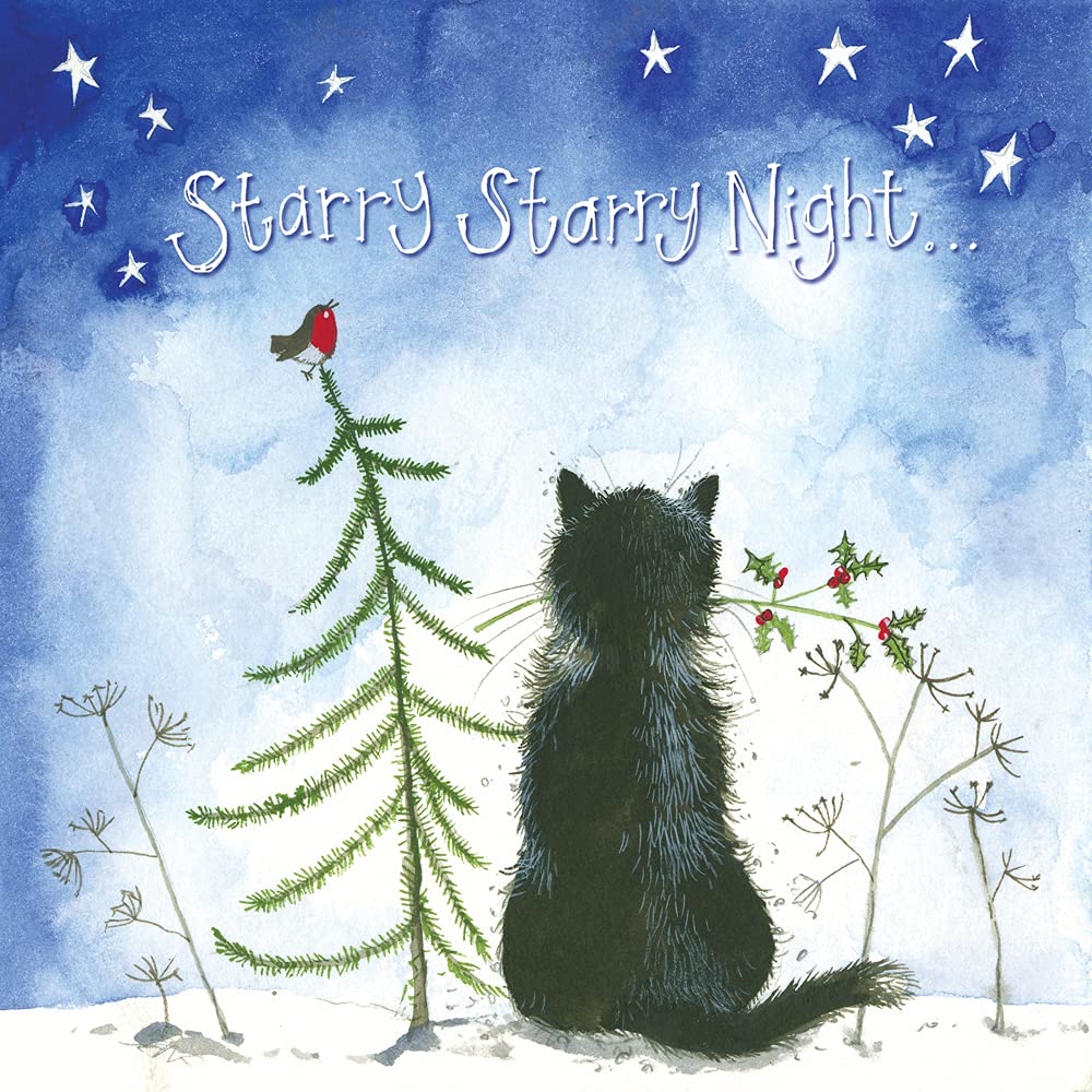 ALEX CLARK Cat and Christmas Tree Card : Amazon.co.uk: Stationery ...