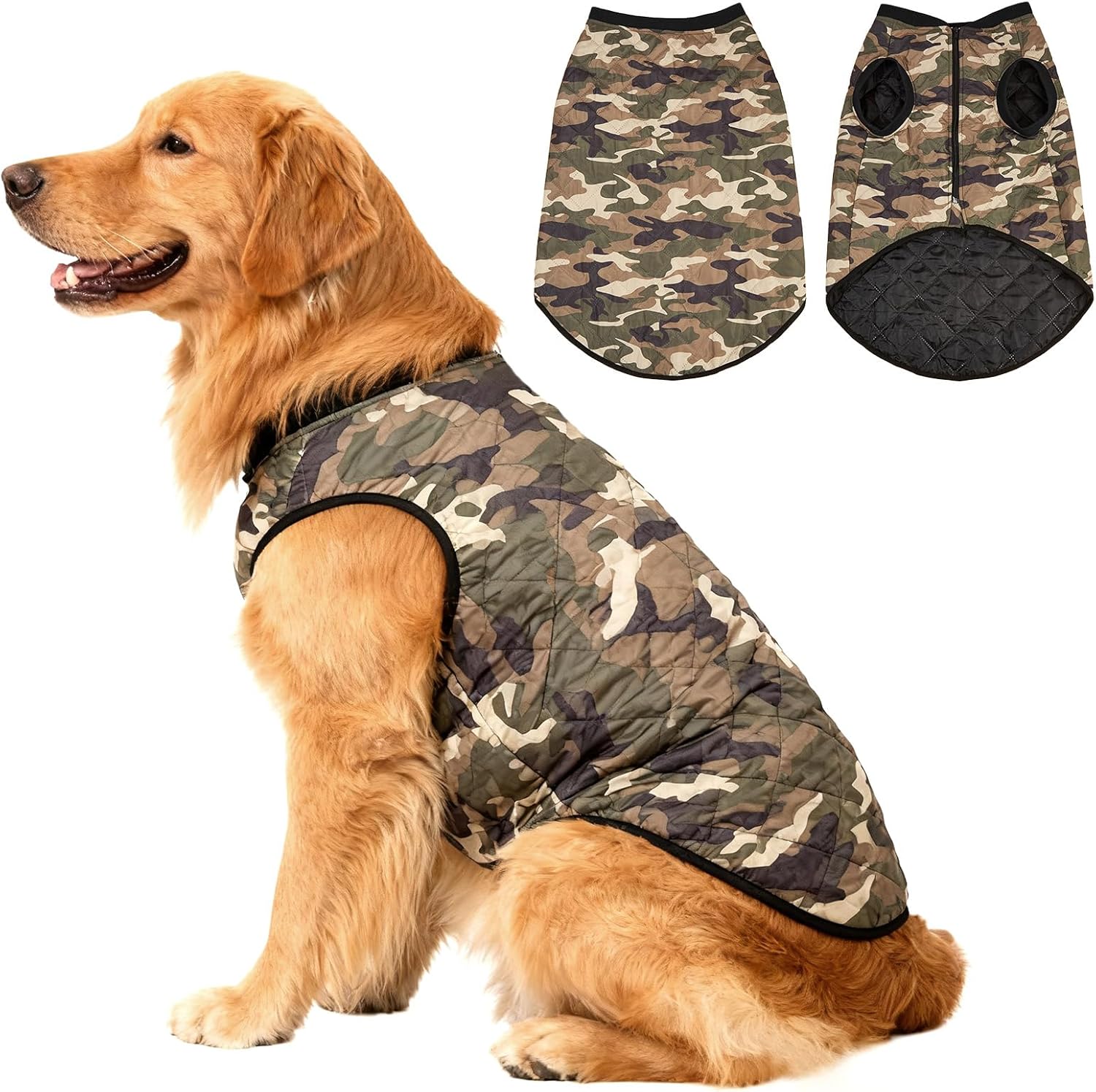 Amazon.com : Asmea Dog Coat Winter Camo Dogs Jacket with Zipper Warm ...