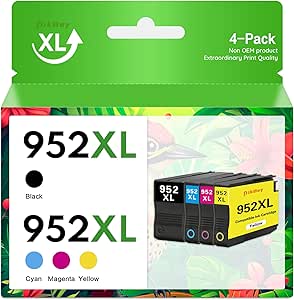 Amazon.com: 952XL Ink Cartridges High Yield (4-Pack, Black/Cyan/Magenta/Yellow) Compatible 952XL ...