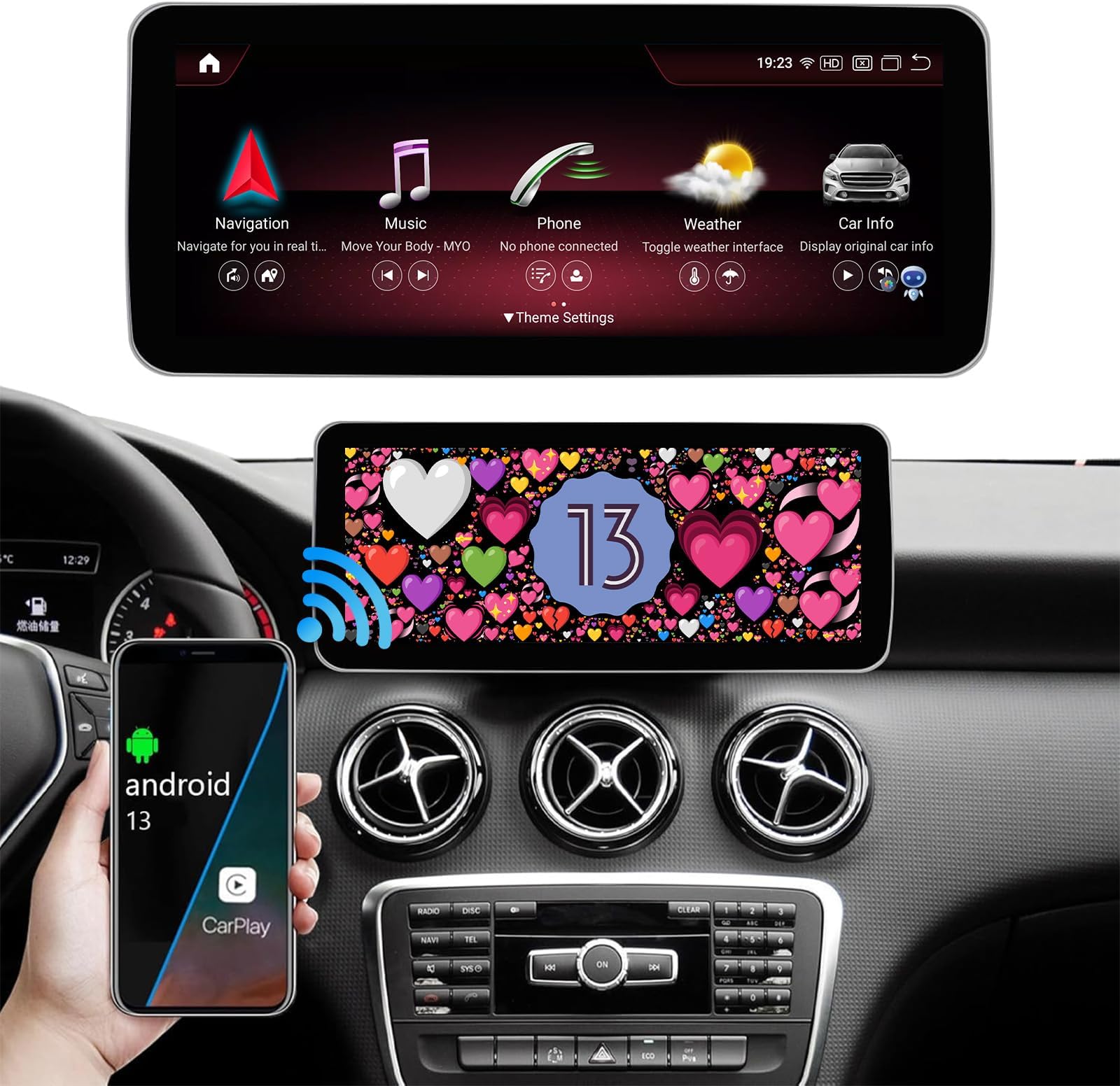 Amazon.com: Road Top Android 13 Car Stereo 12.3" Car Touch Screen for ...