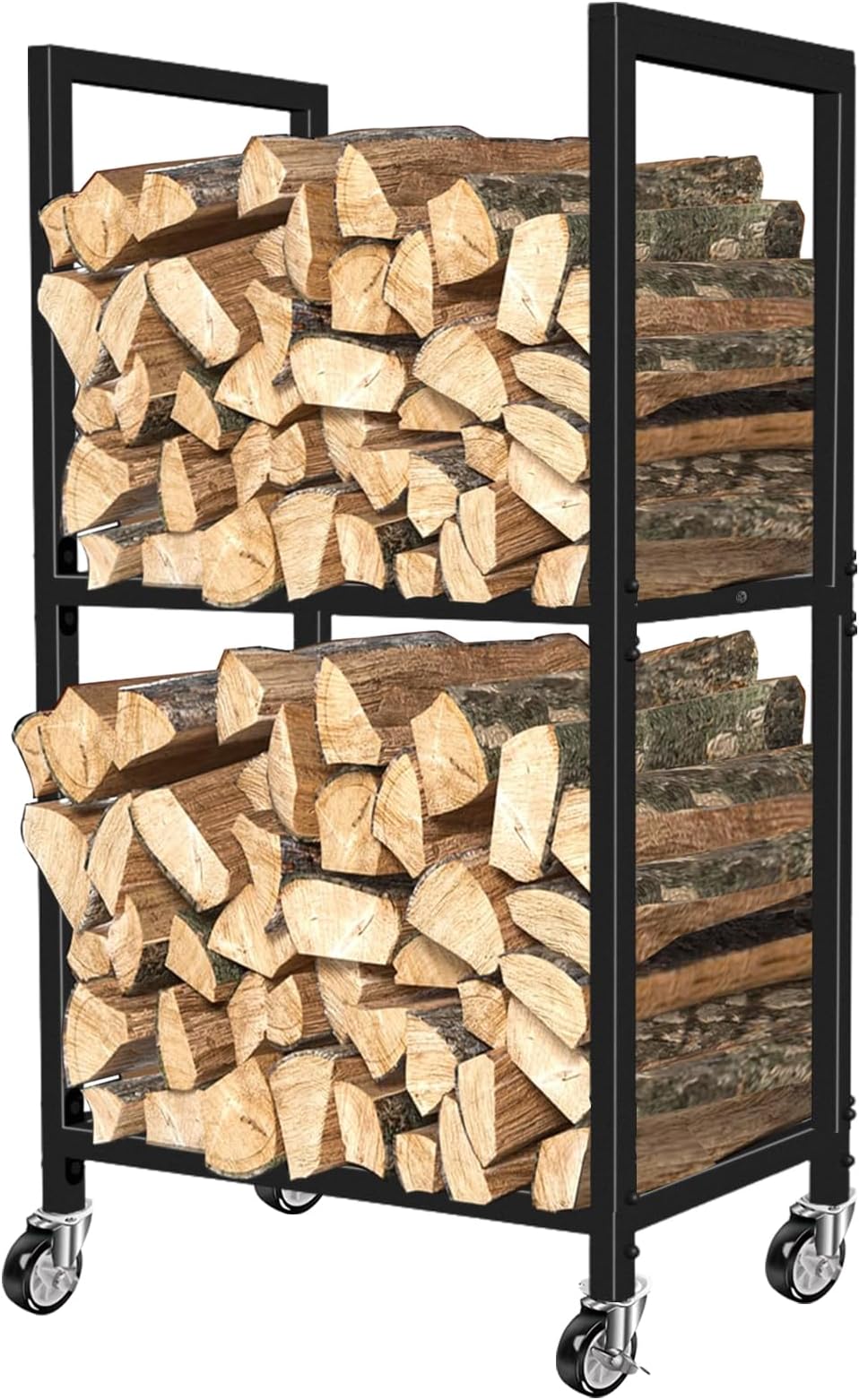 Amazon.com : LBWF Metal Firewood Log Holder, Small Rolling Firewood ...