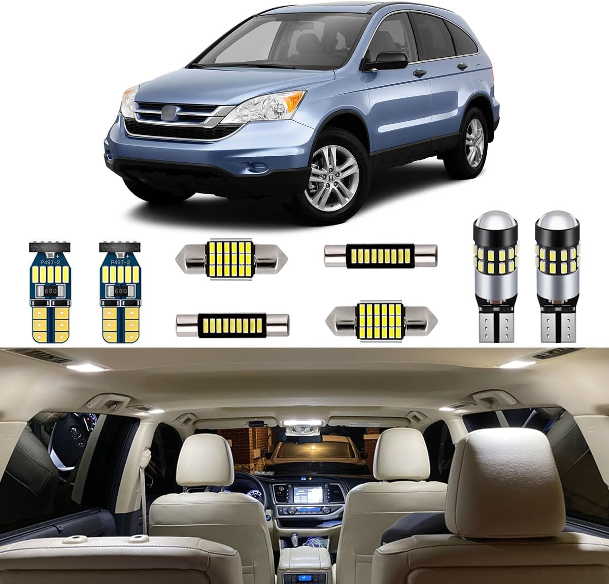 Amazon.com: BRISHINE White Interior LED Lights Kit for Honda CR-V 2007 ...