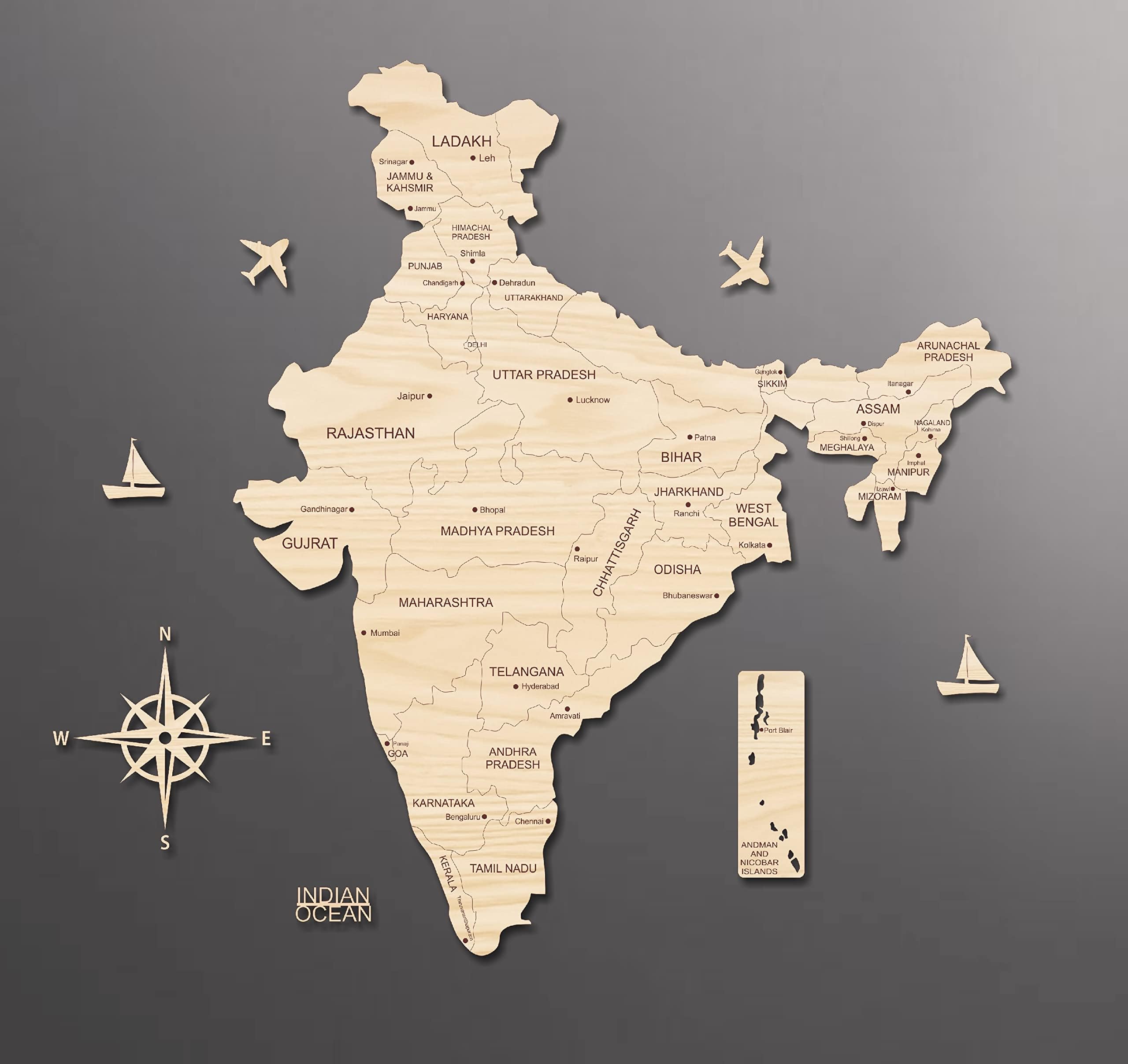 India Wooden Map | Wooden India Map for Wall | Best Gift for Travel ...