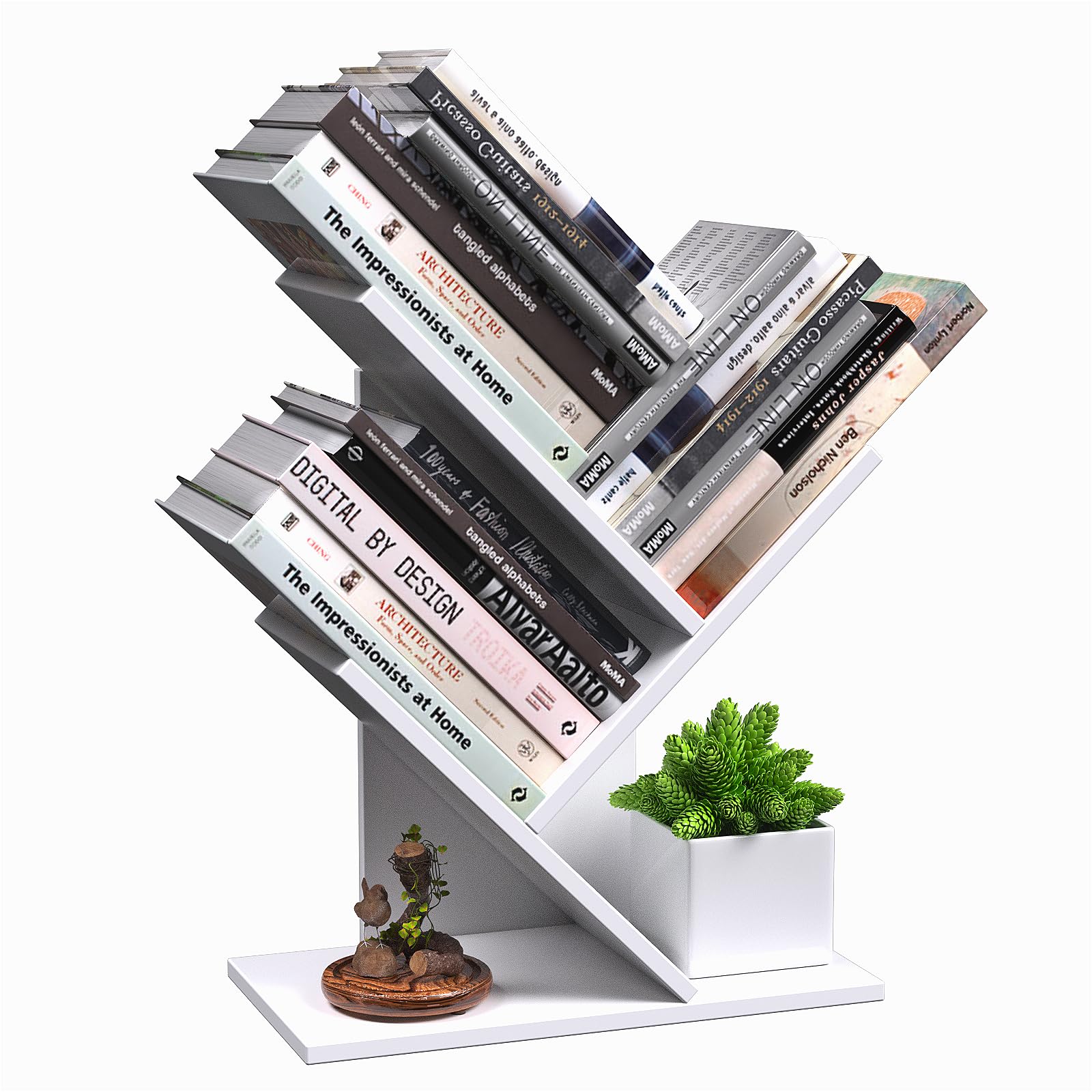 Amazon.com: R RUISHENG 3 Tier Small Tree Bookshelf Storage Organizer ...