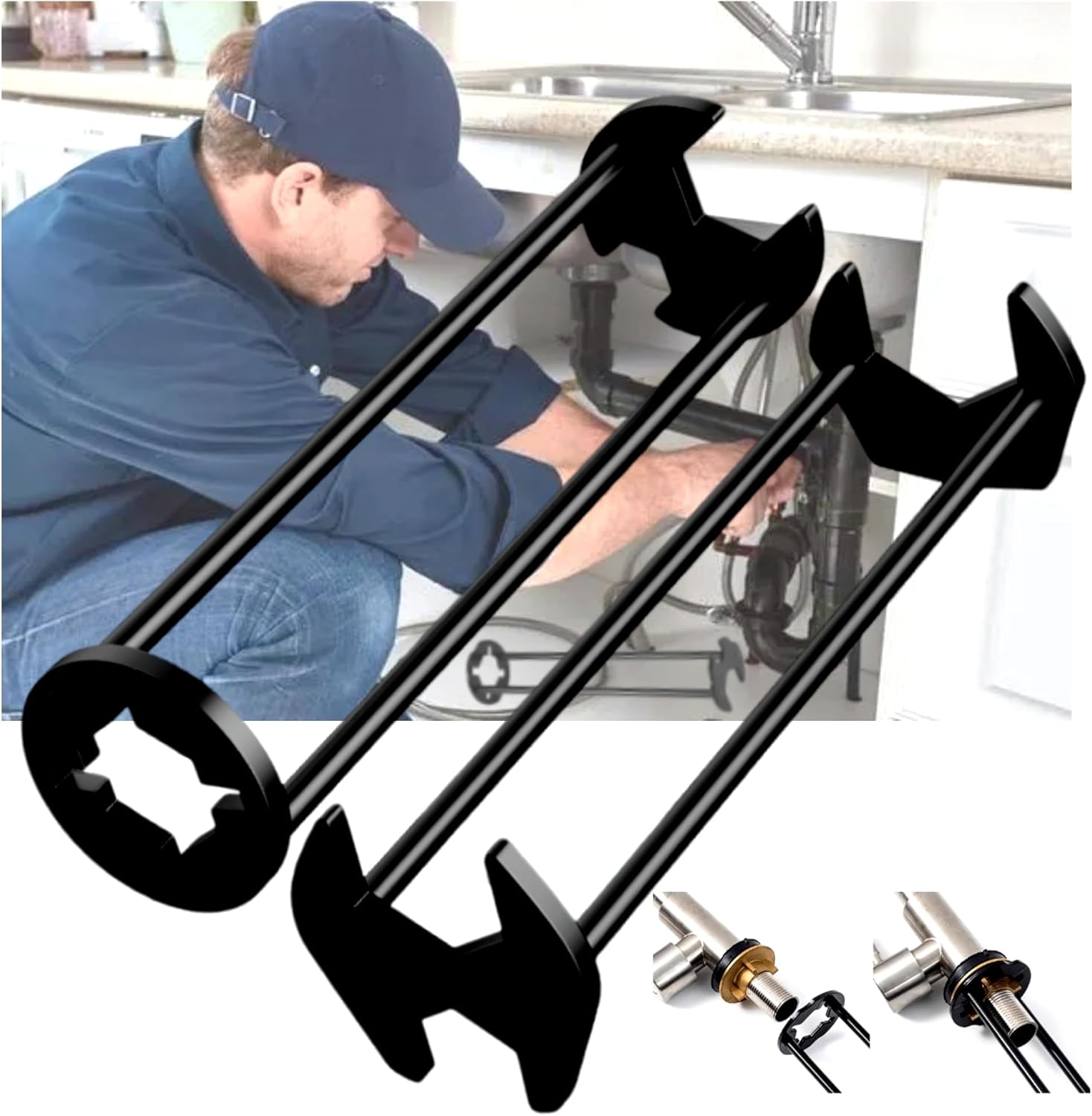 Kovylli 2Pcs Multifunctional Sink Wrench,7 Sizes Sink Wrench Set ...