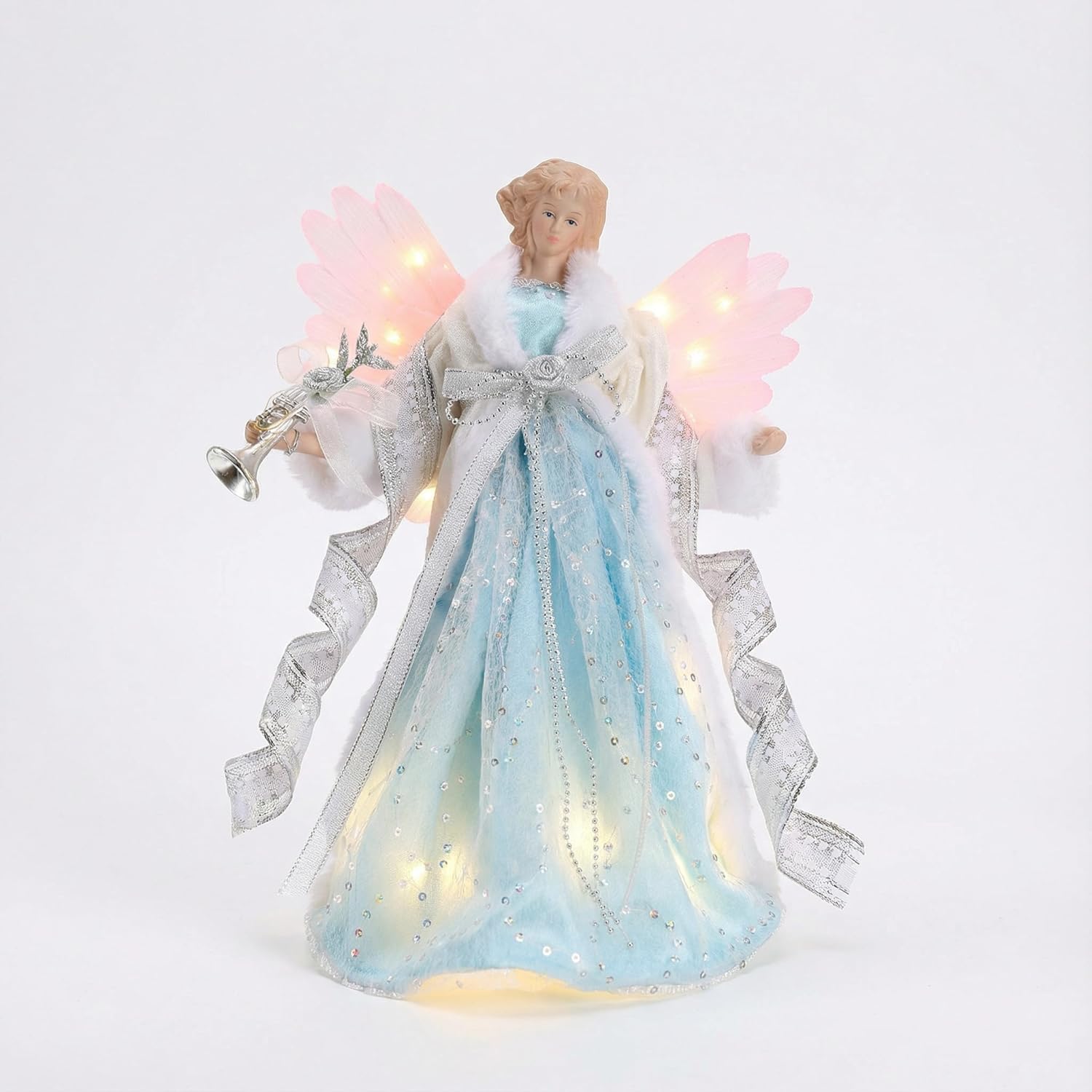 Valery Madelyn Christmas Angel Tree Topper Decorations, Silver and Blue ...