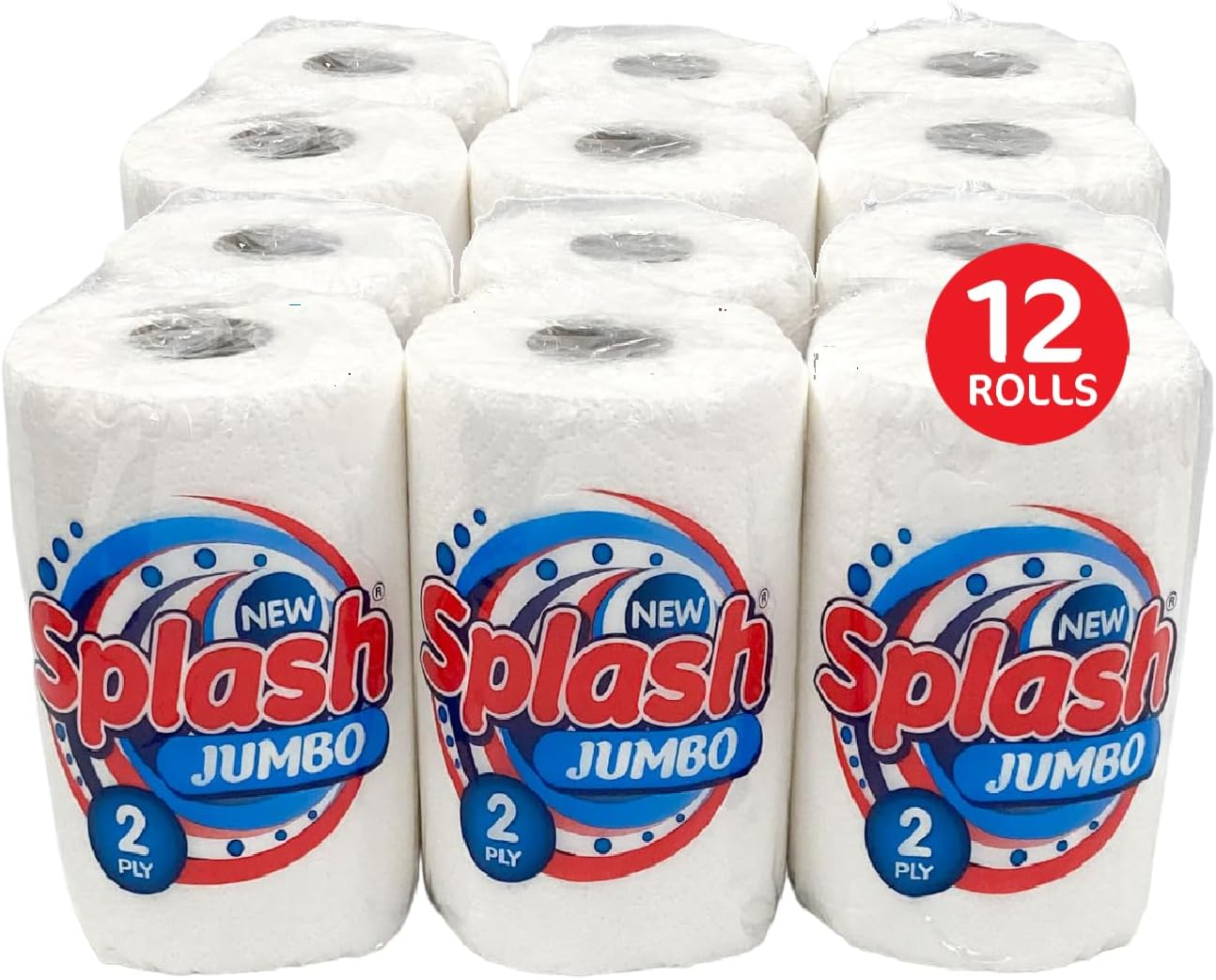 Splash Jumbo 2ply Kitchen Roll, Multipurpose White Towel Paper (12) : Amazon.co.uk: Grocery