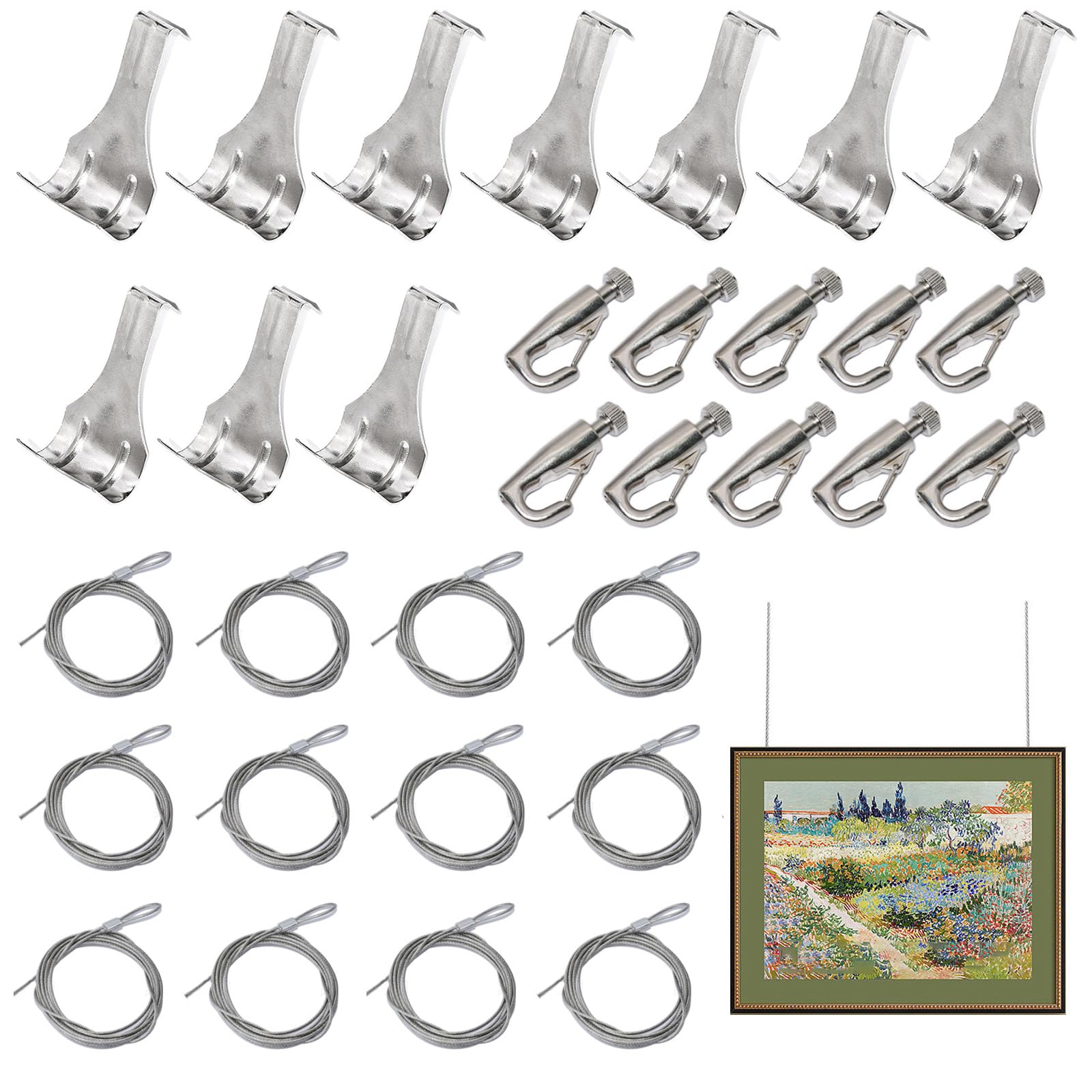 32pcs Picture Rail Hooks and Adjustable Photo Hooks for Wall Picture ...