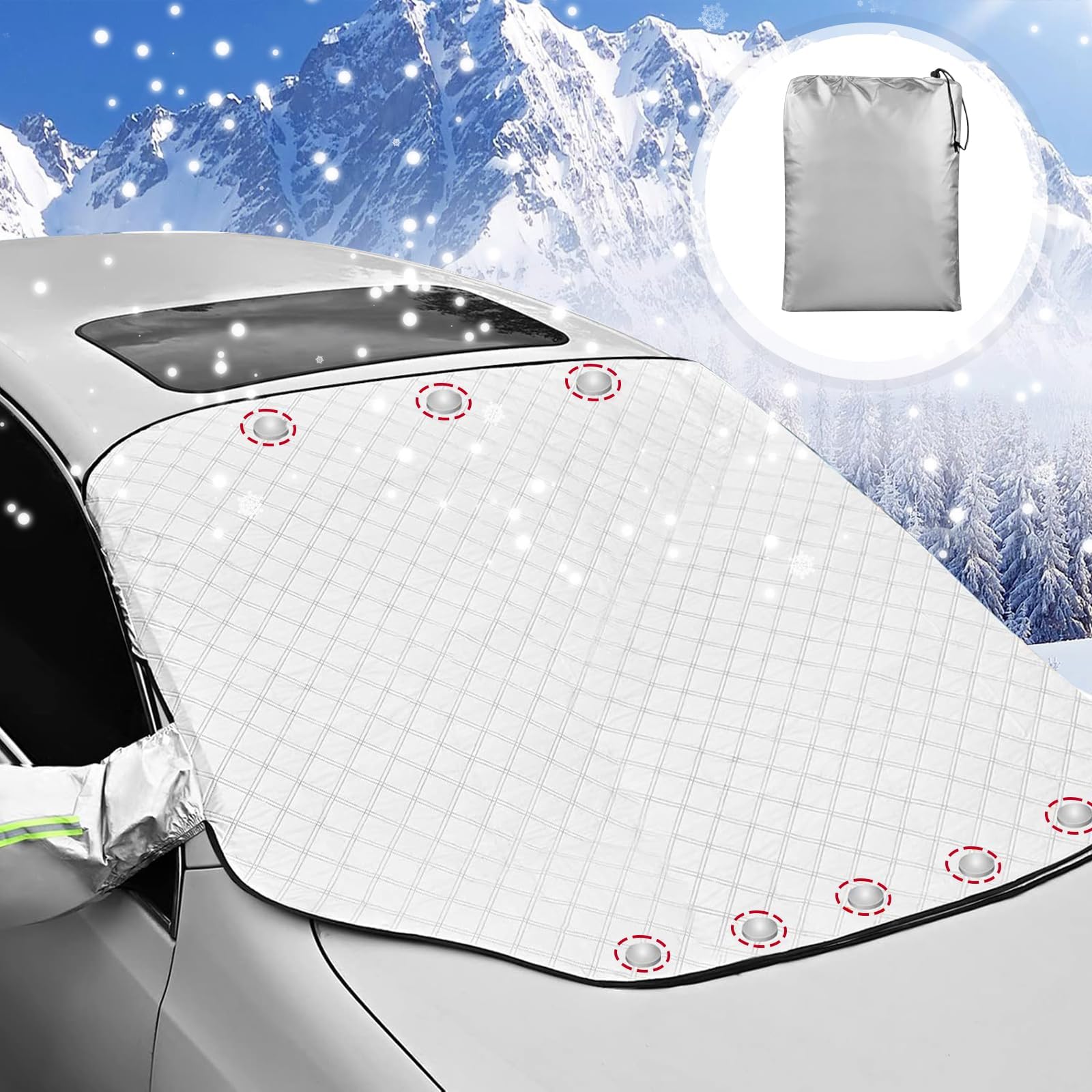 Omevett Car Windscreen Covers Frost, Magnetic Car Windshield Cover for ...