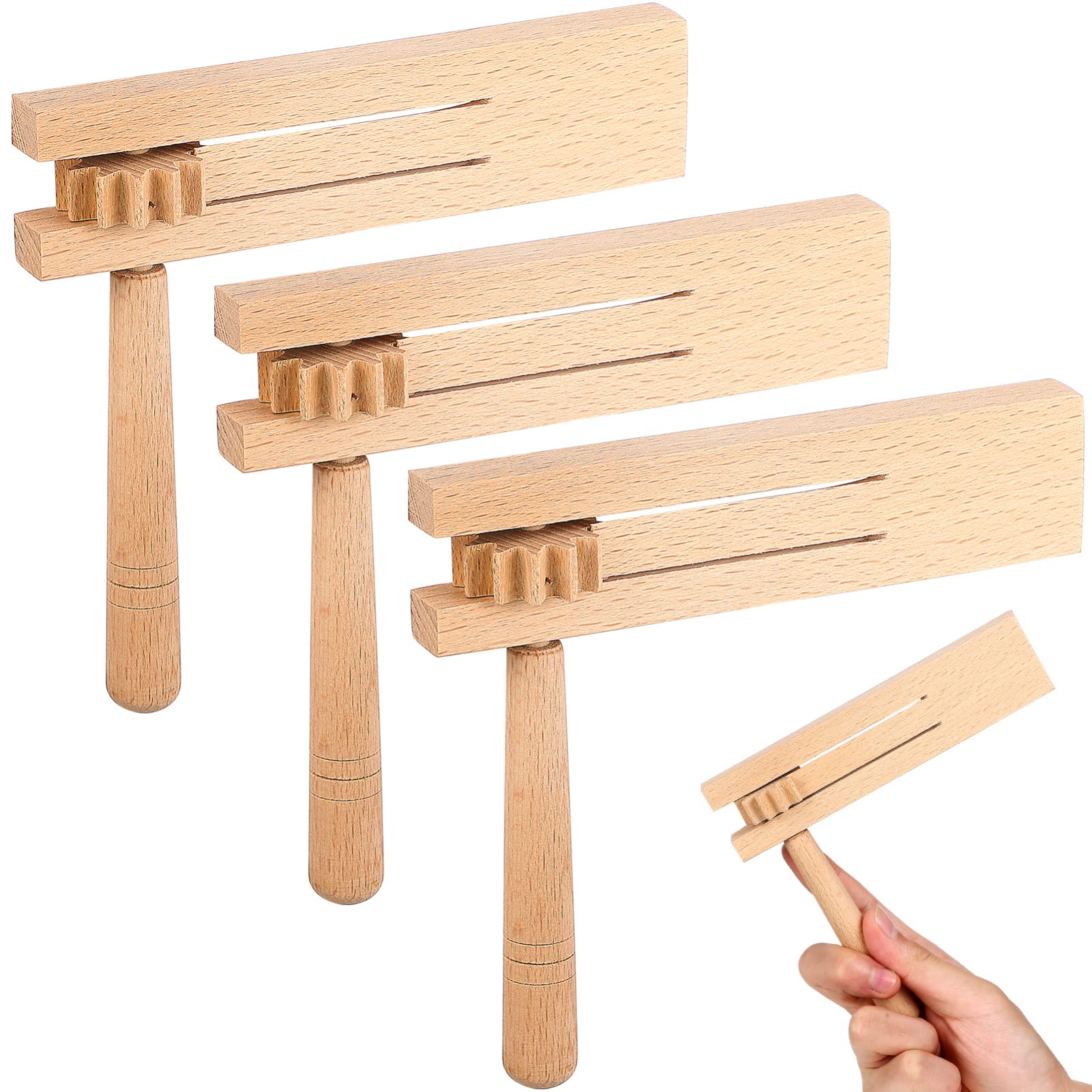 Amazon.com: Toddmomy Wooden Ratchet Noise Maker, 3Pcs Wooden Rattle ...