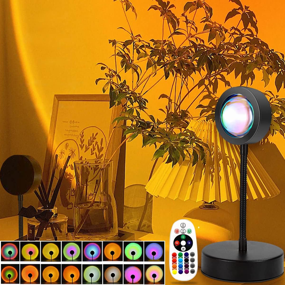 ZEACCT Sunset Light for Home Decor,360° Rotation Sunset Projection ...