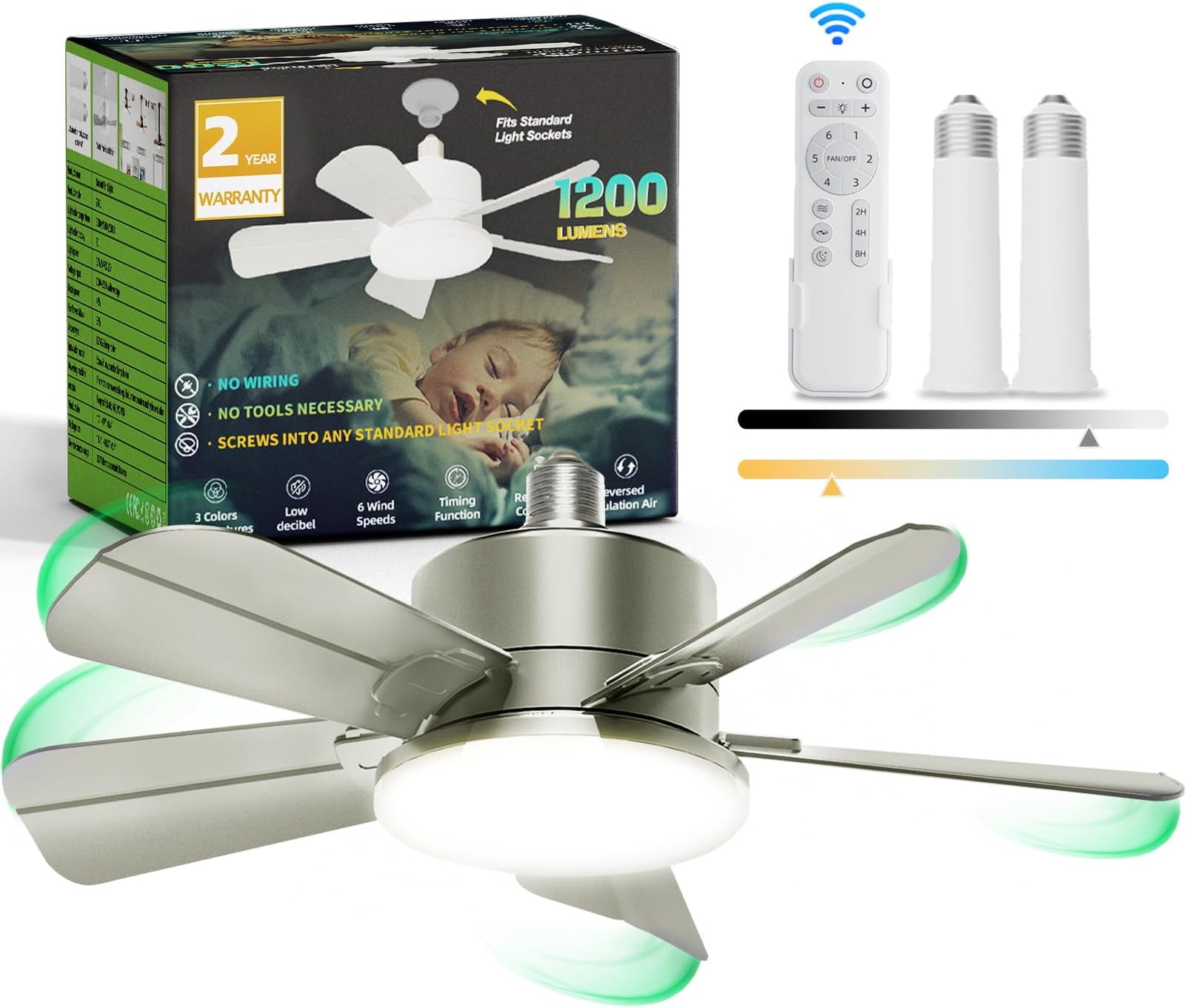 Amazon.com: Bell+Howell Socket Fan Cool Light Deluxe with 2 Socket ...