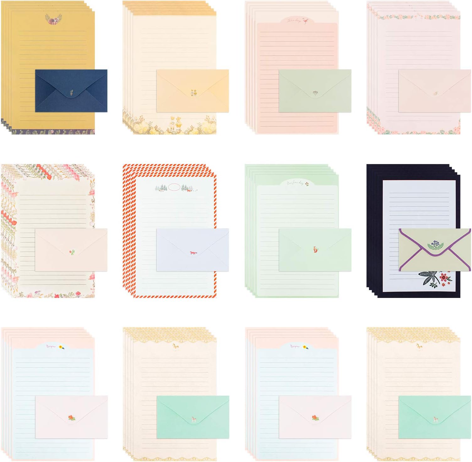 72 PCS Writing Stationery Paper with 36 PCS Envelops, Cute Stationary ...