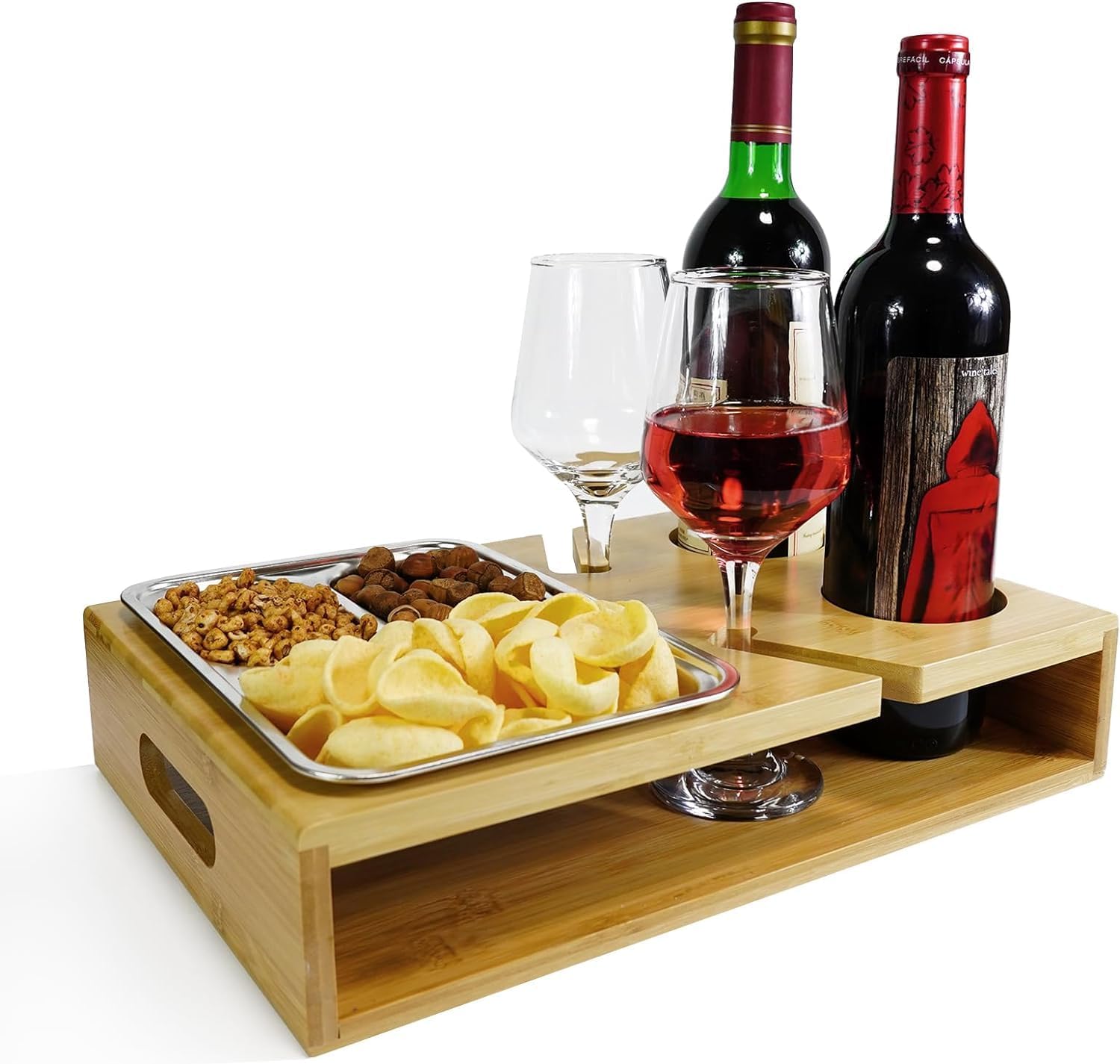 Amazon.com: Wooden Serving Tray with Cup Holder - Coffee Table Rustic ...