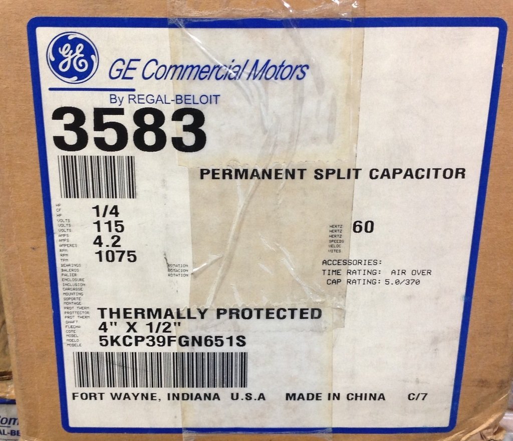 Amazon.com: GE General Electric Motors 3583 D.D.Motor 1/4 115V 1075 3Sp ...