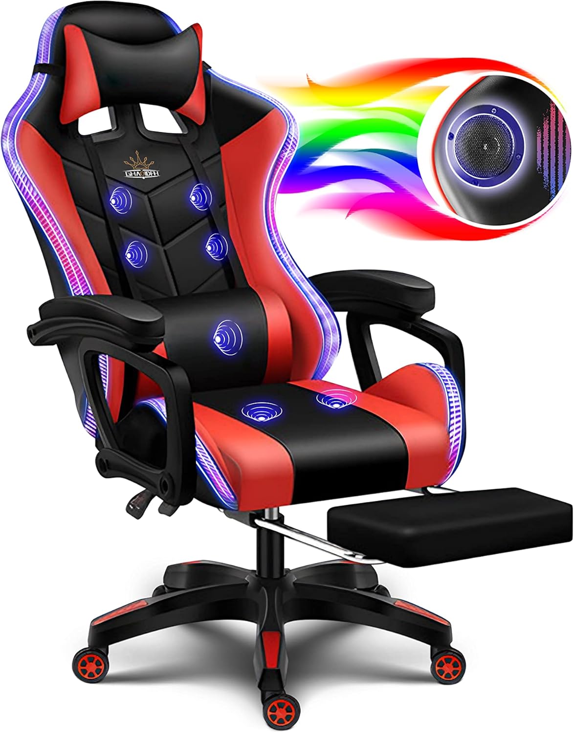 Amazon.com: Gaming Chair with LED Lights and Speakers, Music Video ...