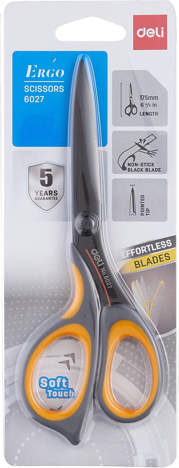 Deli Scissors, Black, 175mm (E6027) : Buy Online at Best Price in KSA ...