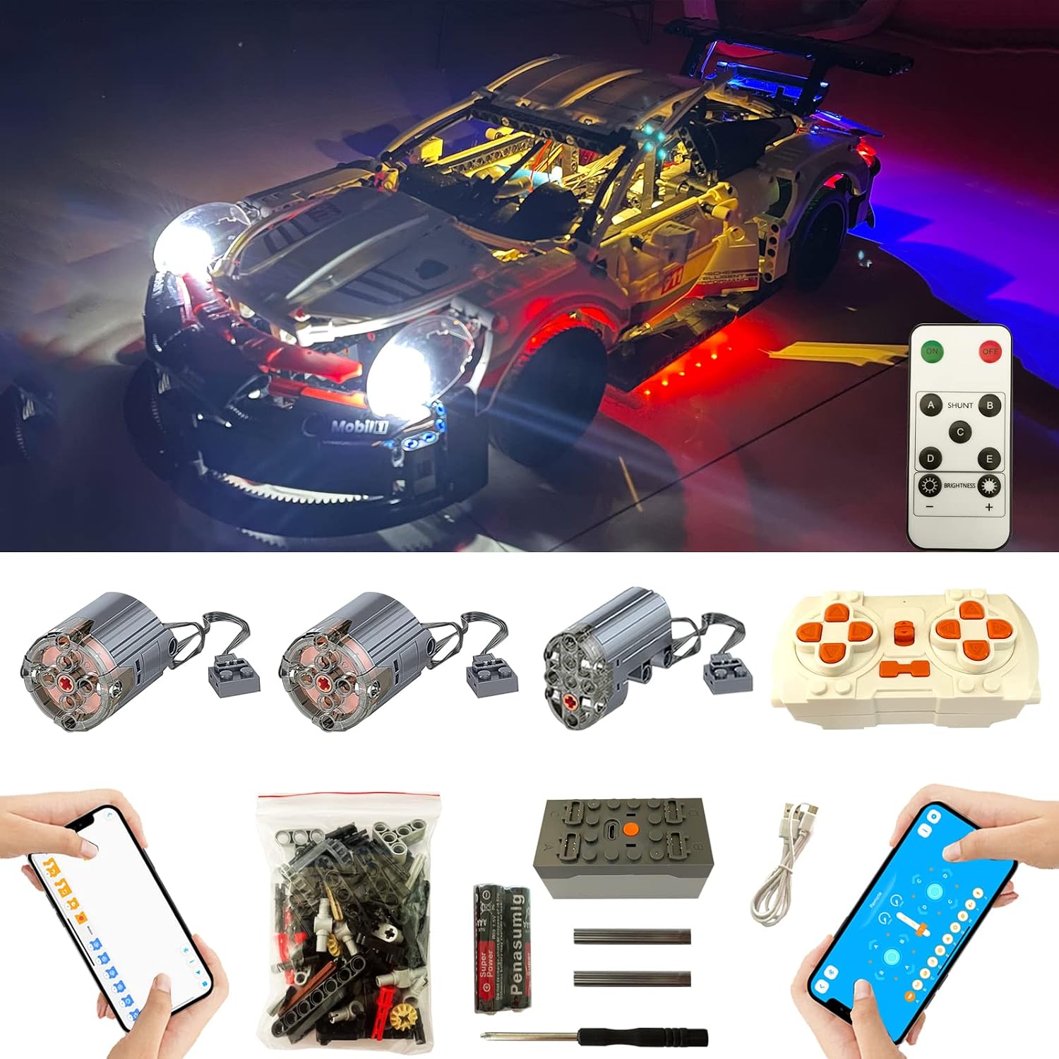 Buy for Lego Technic Porsche 911 RSR 42096 Super Motor and Remote ...