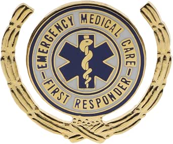Amazon.com: EMT Emergency First Responder Wreath Blue on White Gold ...